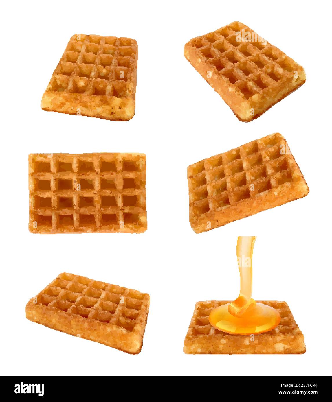Viennese waffles. Tasty baking desserts food. Decent vector crispy ...