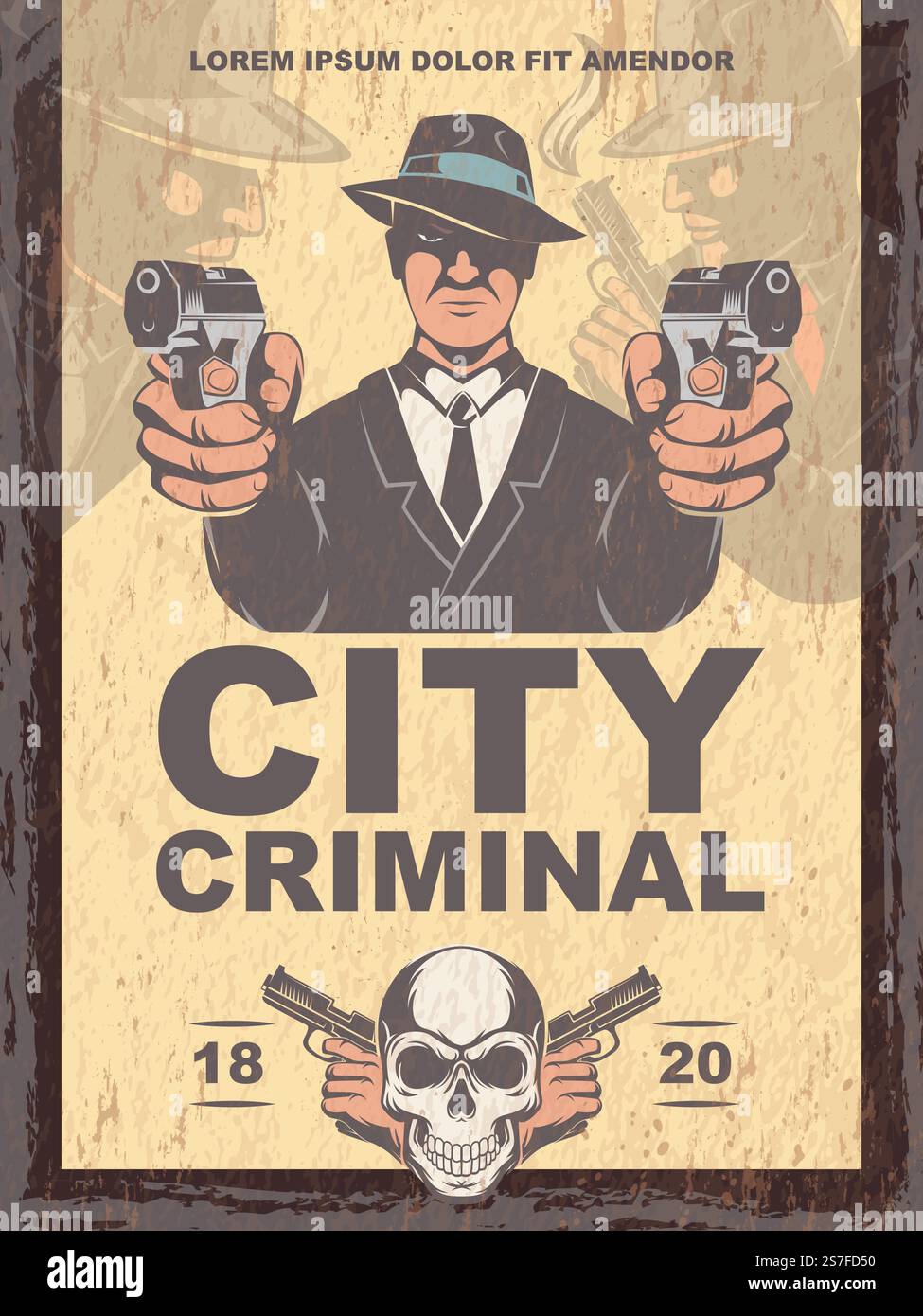 Criminal poster. mafia gangsta game invitation placard template with ...