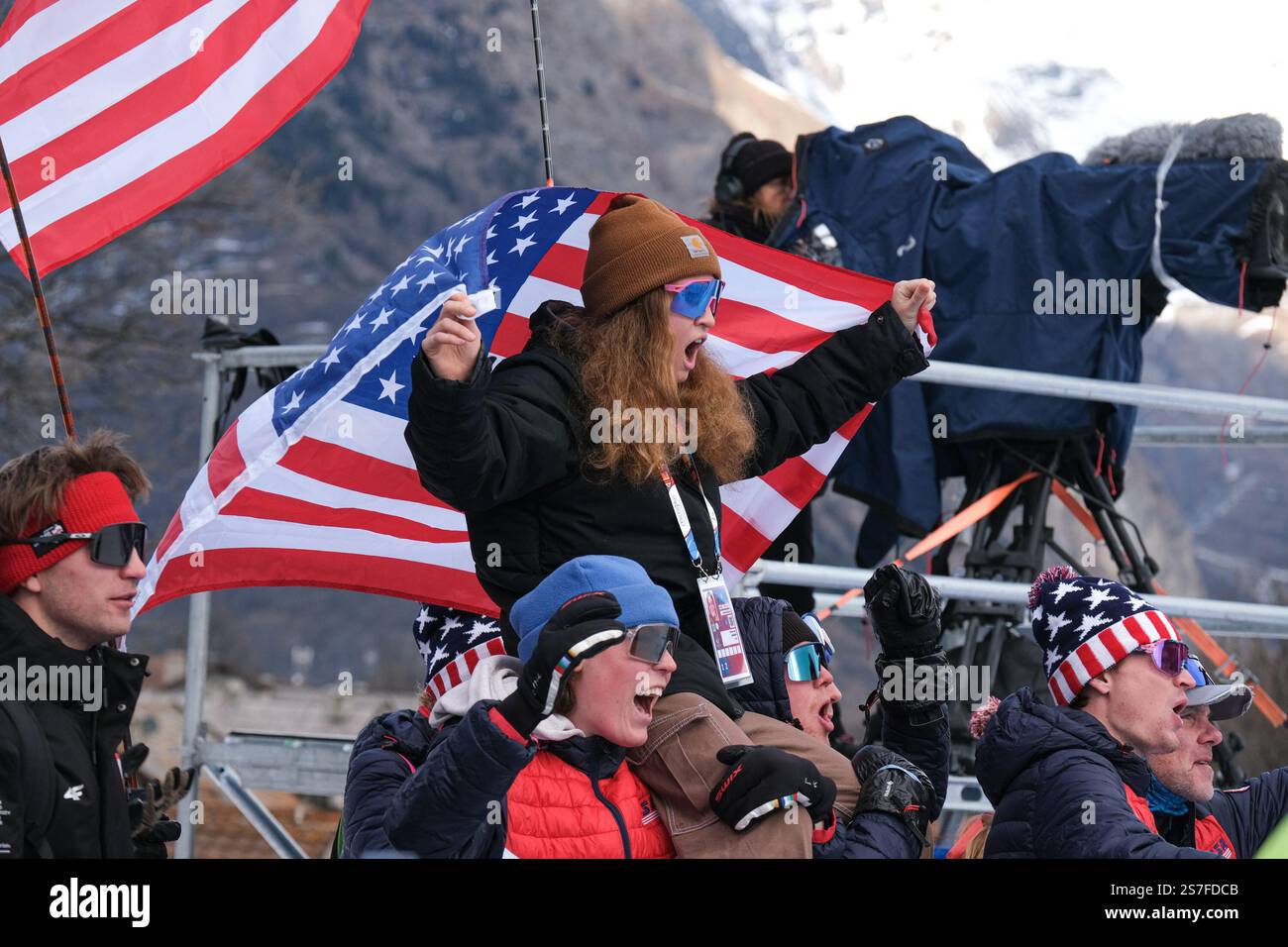 Bardonecchia, Italy. 18th Jan, 2025. USA fans during the FISU Games ...