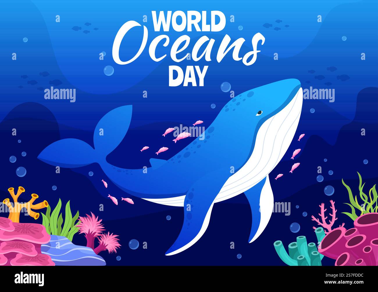 World Oceans Day Illustration to Help Protect and Conserve Ocean, Fish ...