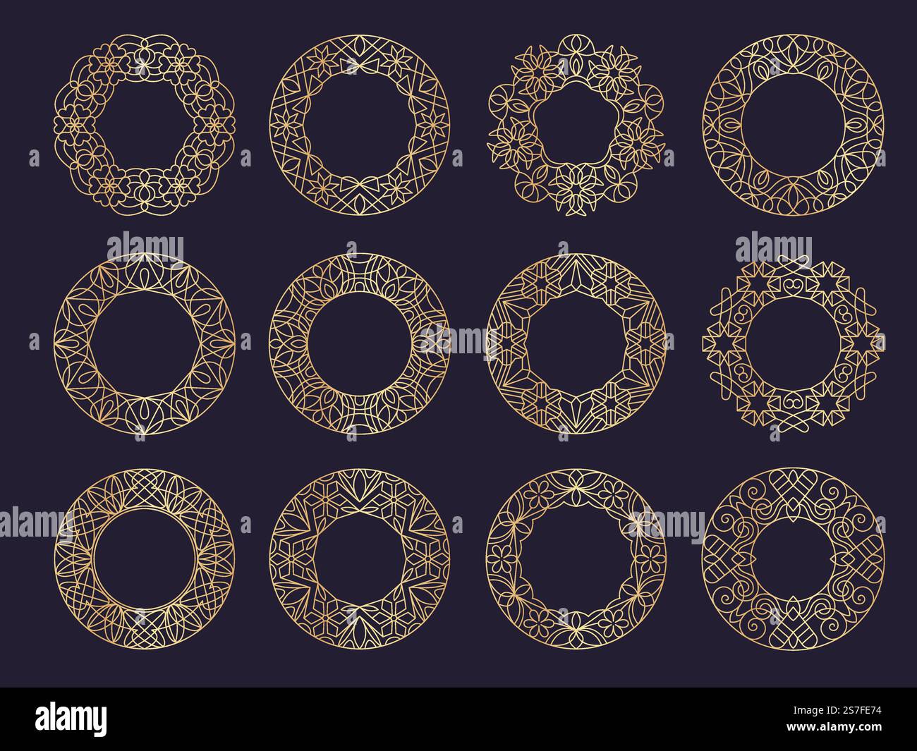 Decorative circle frames. Royal design empty forms with ornate ...