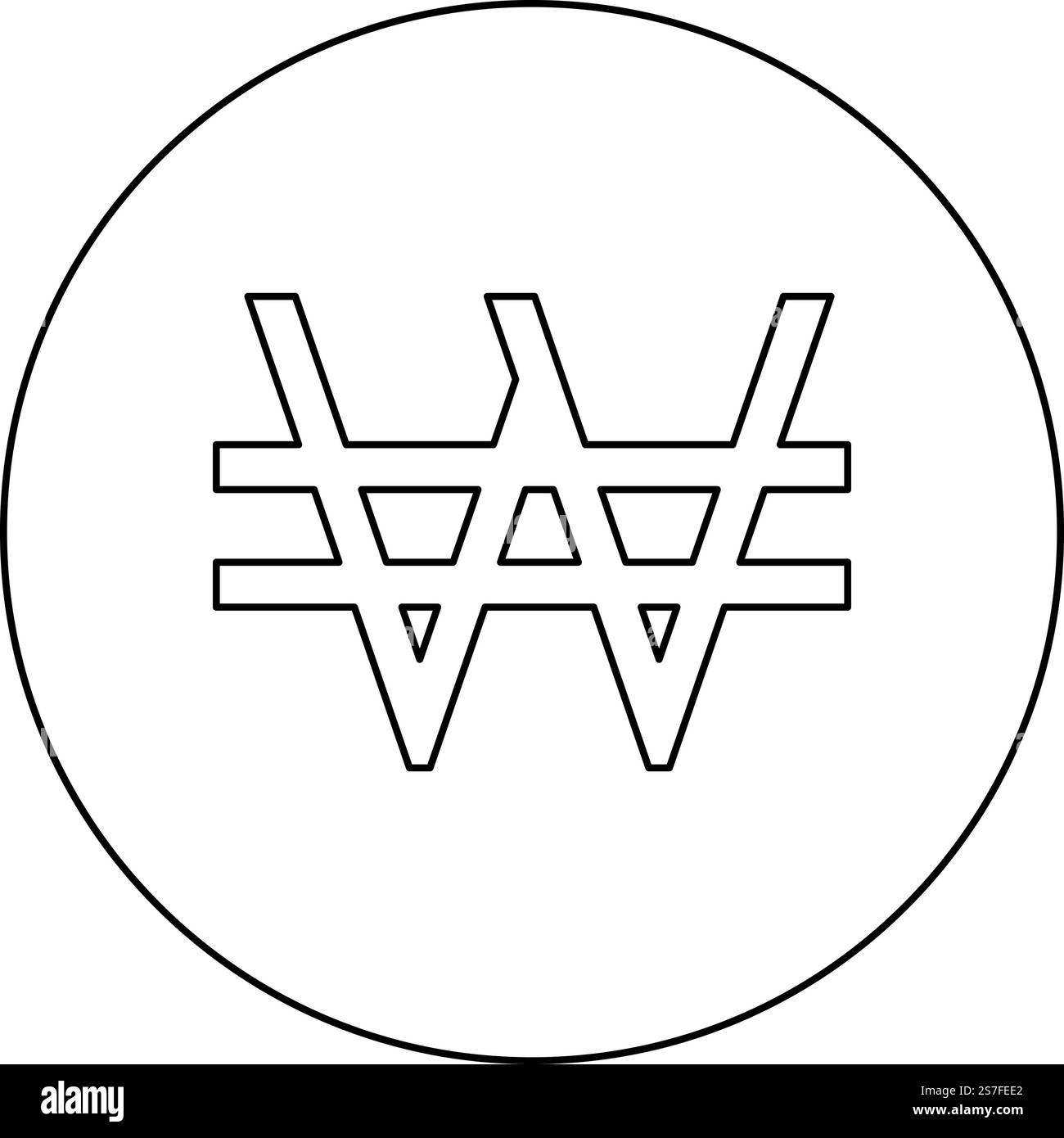 Symbol won Korea money sign KRW currency monetary icon in circle round ...