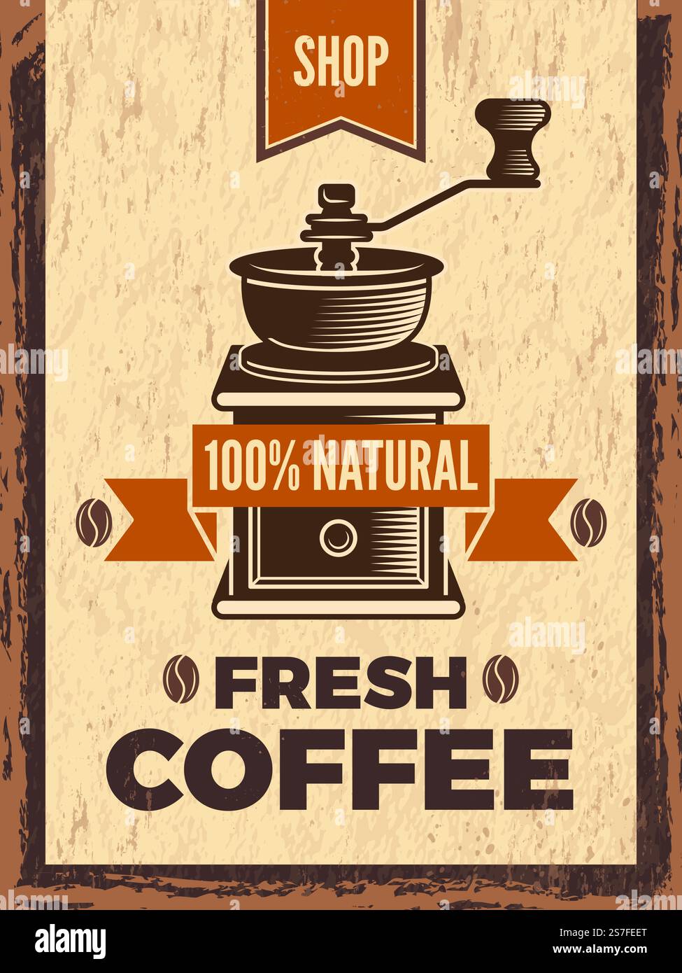 Coffee poster. retro placard or design menu with picture of coffee ...