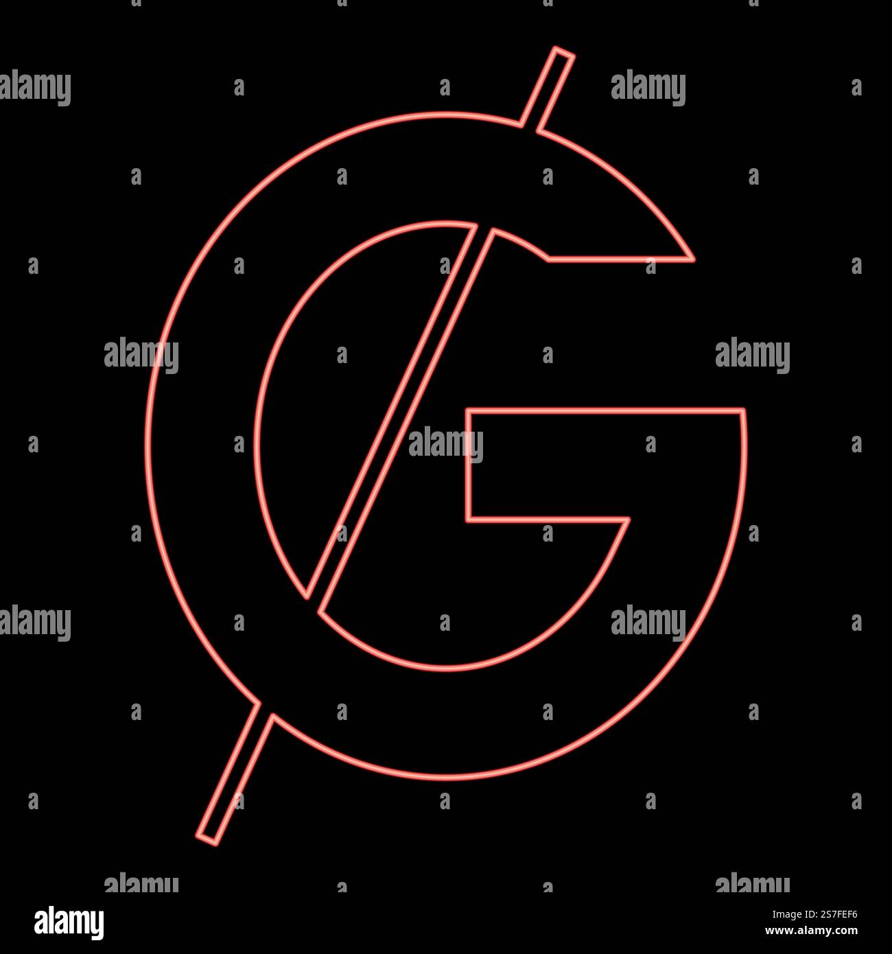 Neon guarani PYG Sign Paraguay currency symbol Paraguayan red color ...