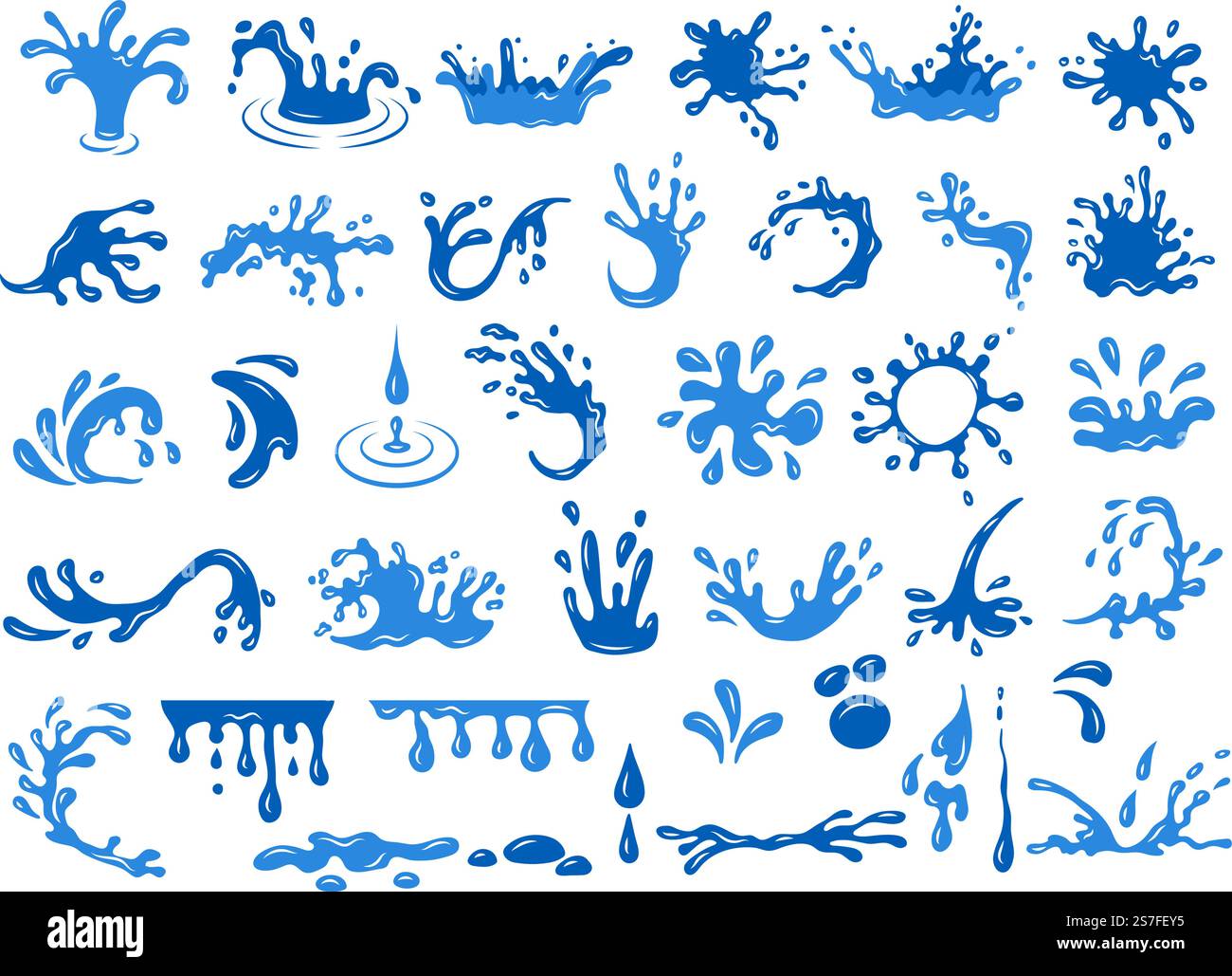 Water drops. Flow liquid paint ink or water recent vector stylized ...