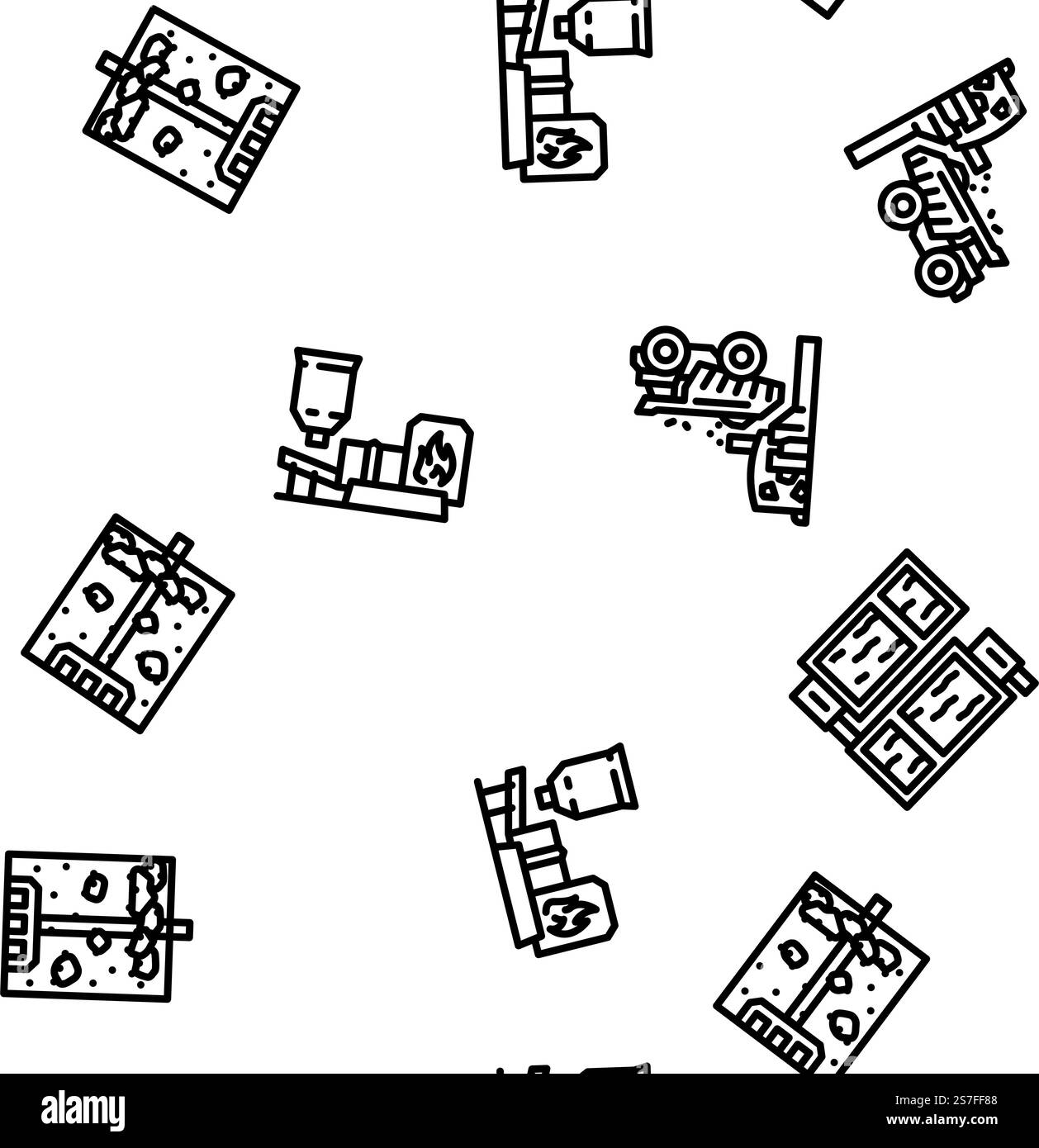 copper production industry metal vector seamless pattern thin line ...