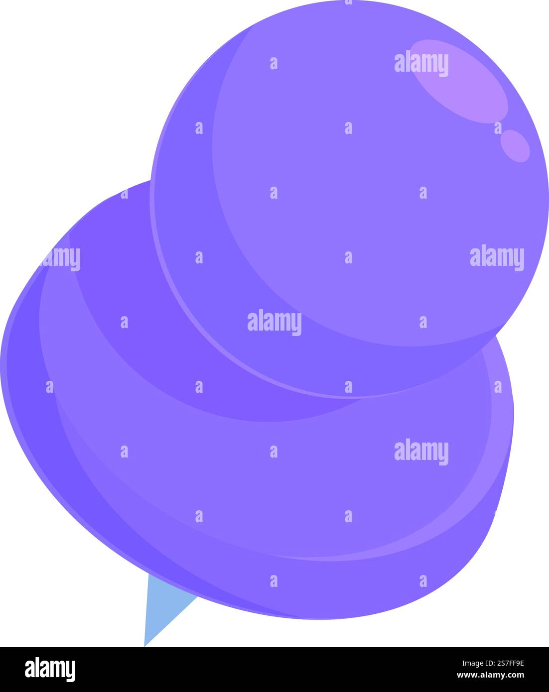 Purple pin icon cartoon vector. Paper push. Note school. Purple pin ...