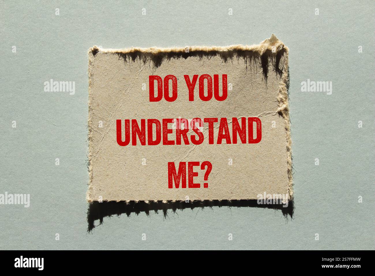 Do you understand me message written on ripped torn paper piece on gray ...