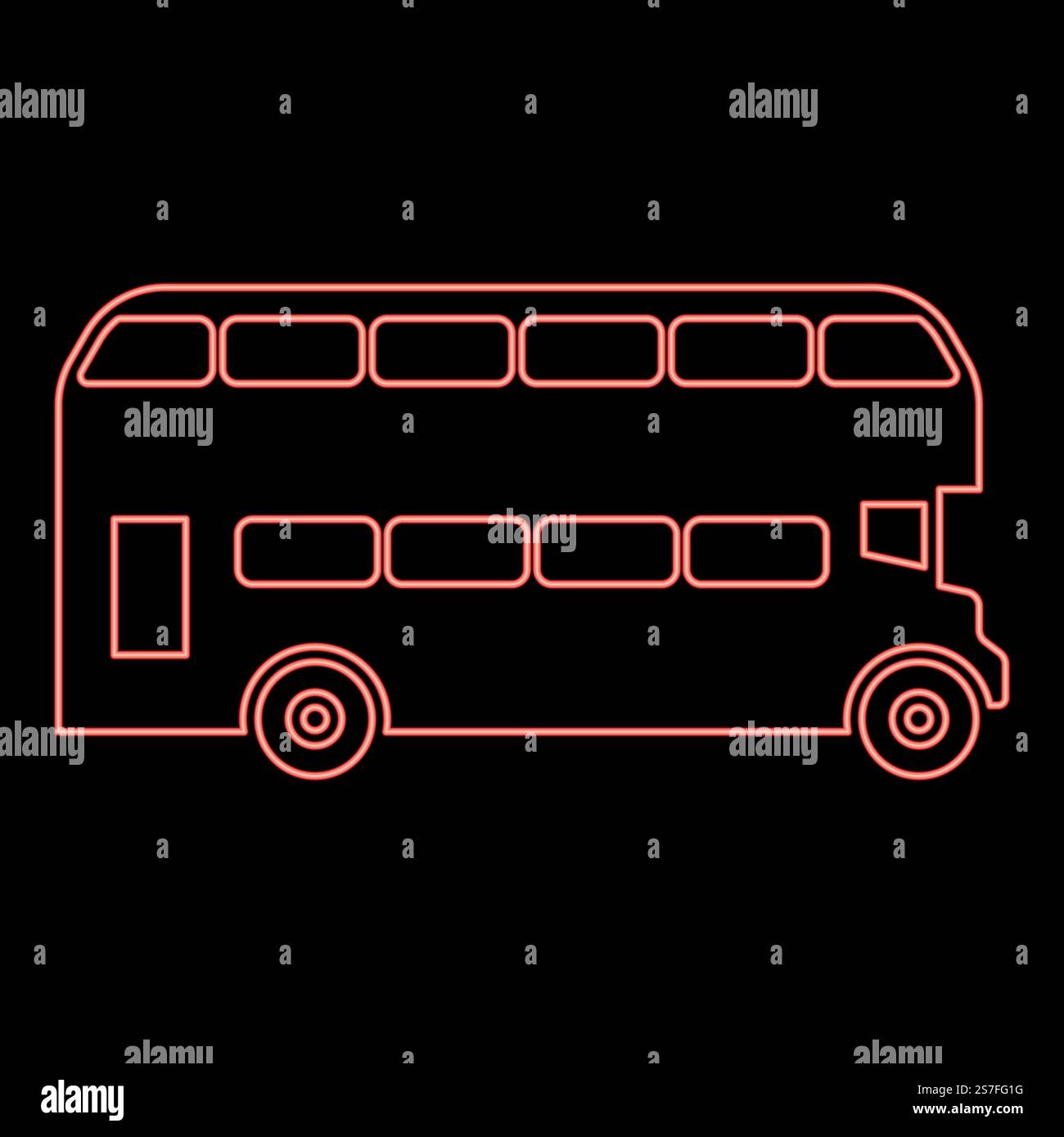 Neon double-decker London bus city transport double decker sightseeing ...
