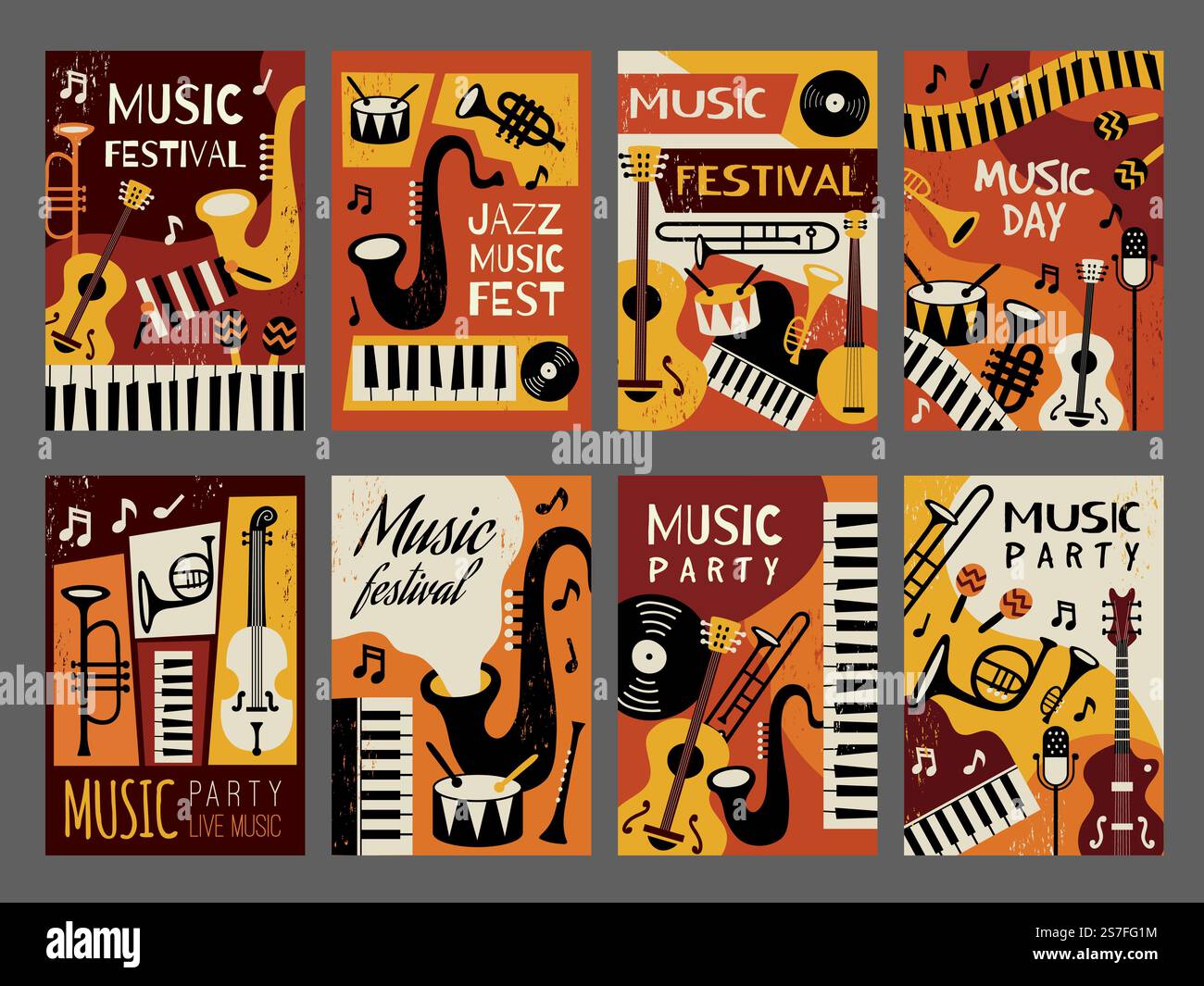 Music placards. Posters or concept cards with different orchestral ...