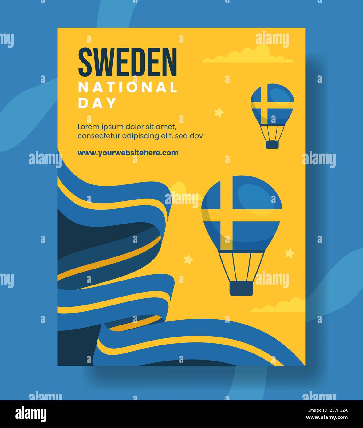 Sweden National Day Vertical Poster Flat Cartoon Hand Drawn Templates ...