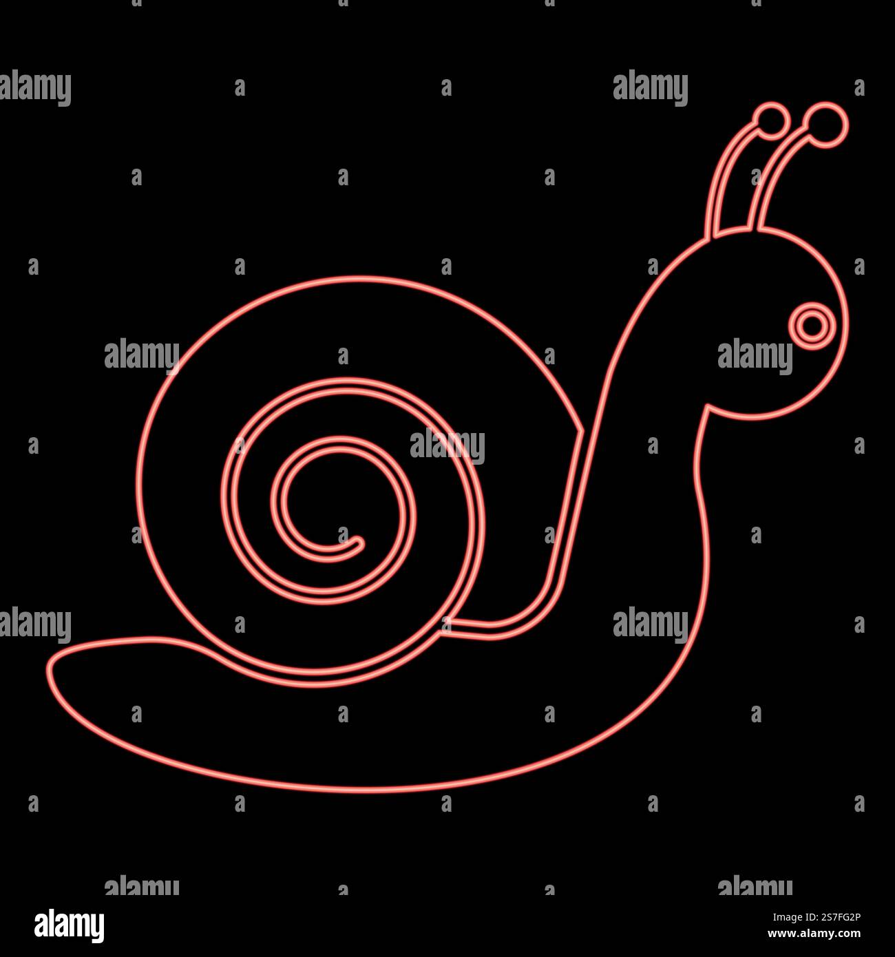 Neon snail mollusc red color vector illustration image flat style light ...