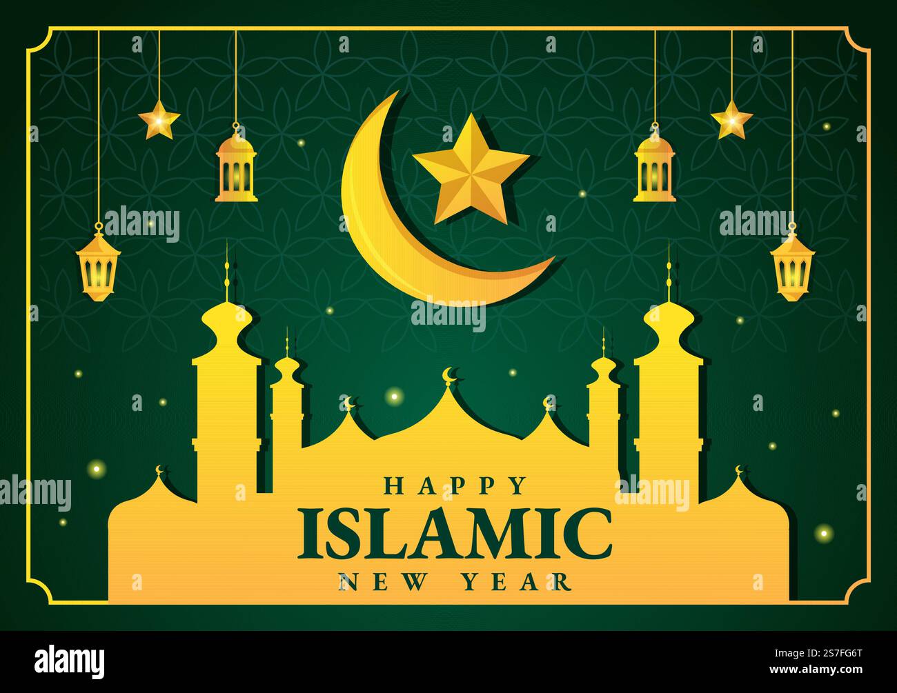 Happy Muharram Islamic New Year Vector Illustration with Muslims ...