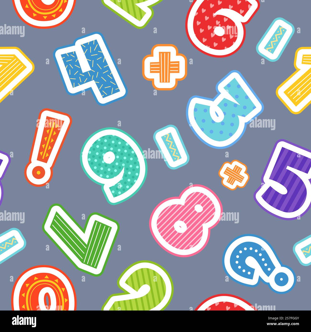 Numbers pattern. seamless background with funny colored comic alphabet ...
