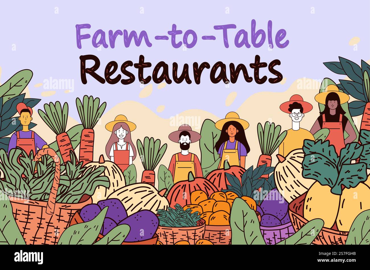 Farm-to-table concept with diverse farmers showcasing fresh vegetables ...