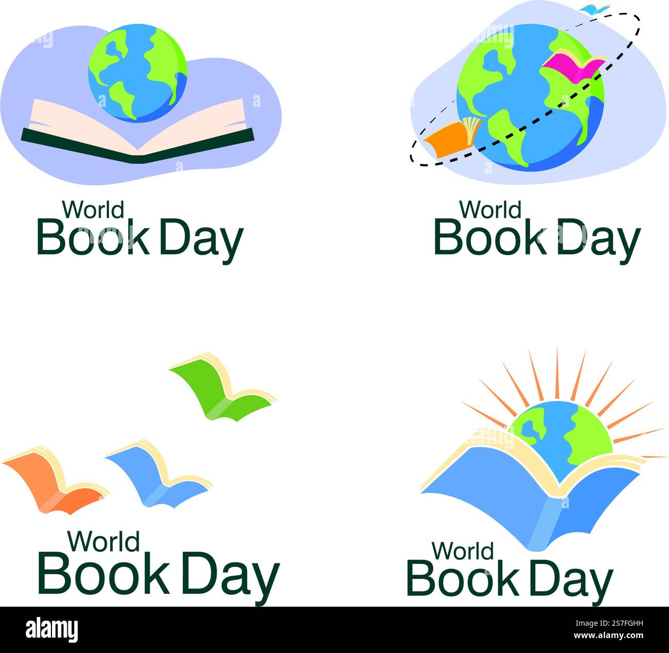 World book day logo vector flat design template Stock Vector Image ...
