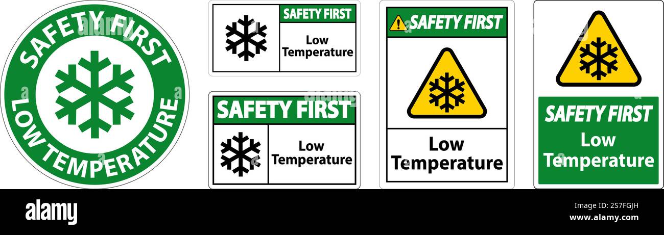 Safety First Low temperature symbol and text safety sign Stock Vector ...