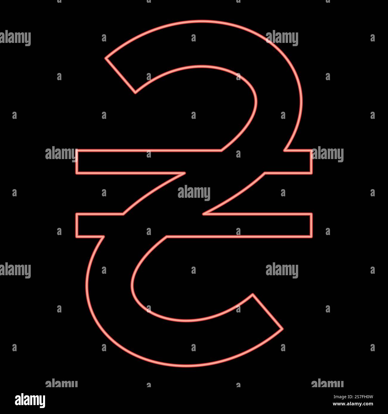 Neon hryvnia UAH symbol money Ukraine Ukrainian currency sign red color ...