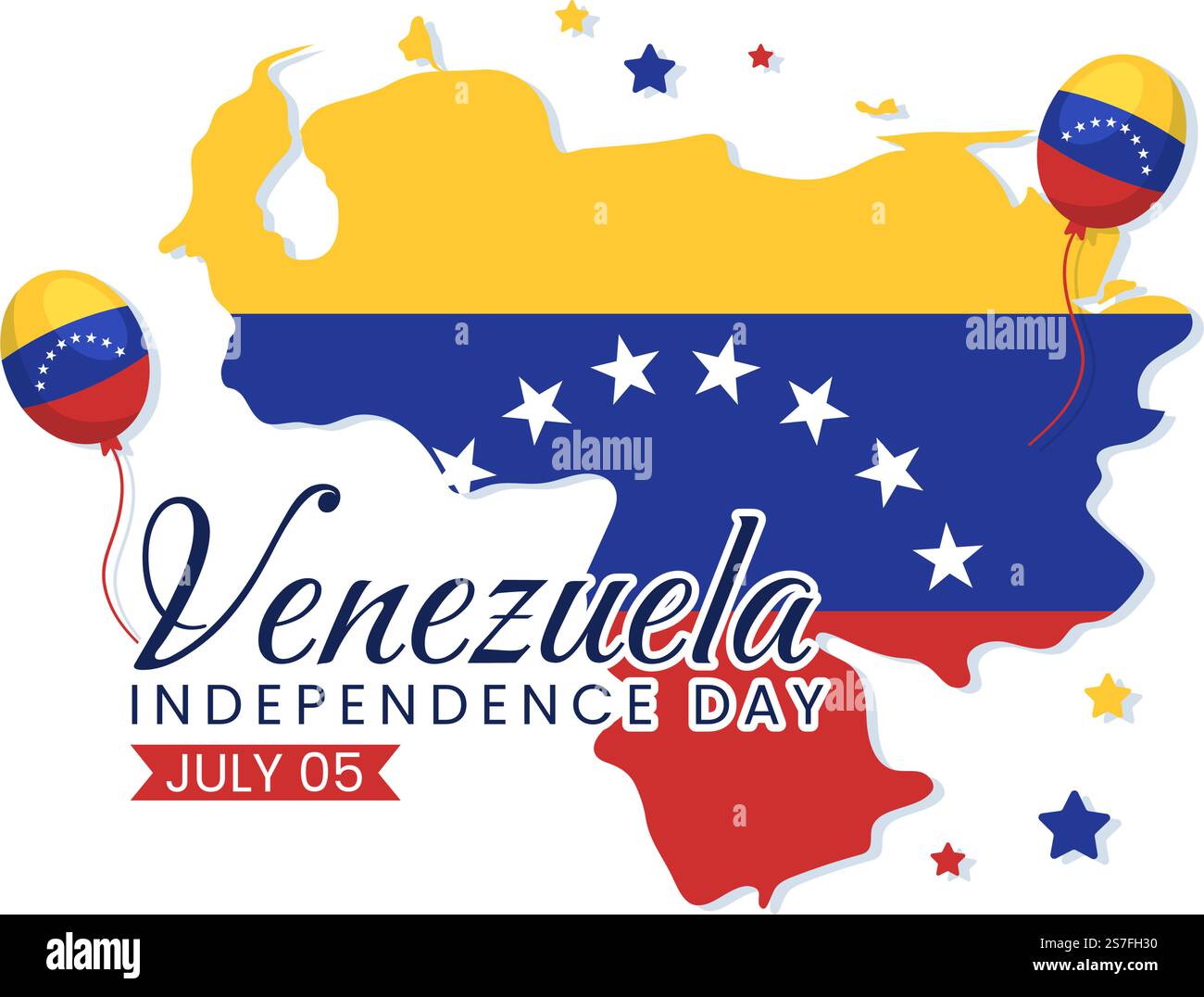 Happy Venezuela Independence Day Vector Illustration on 5 July with ...