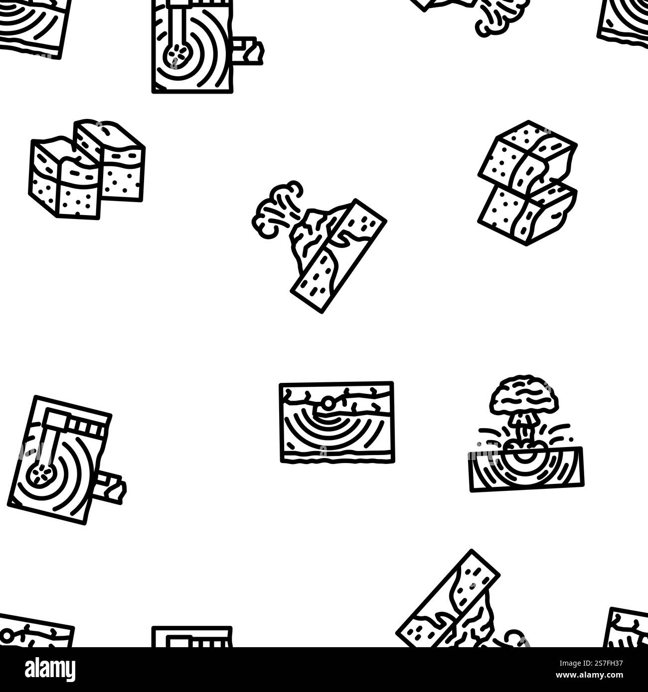 earthquake damage destruction vector seamless pattern thin line ...