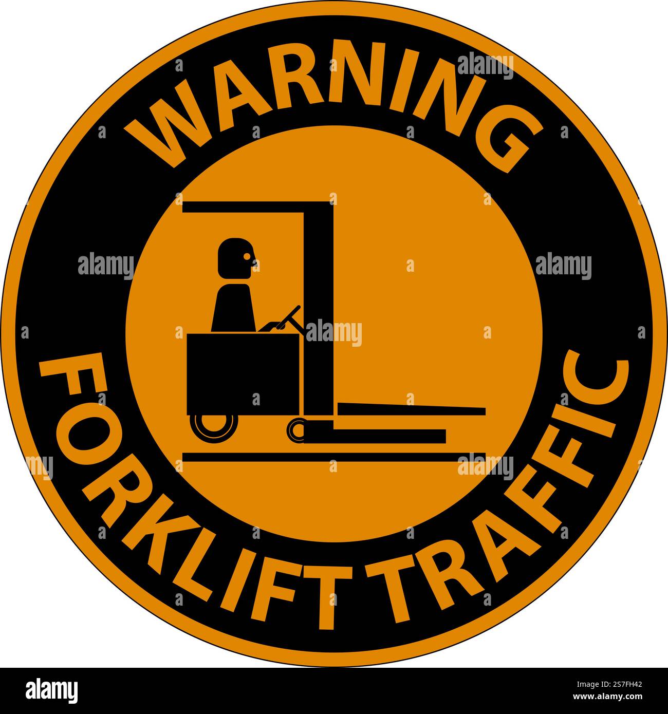 Warning Forklift traffic Floor Sign On White Background Stock Vector ...