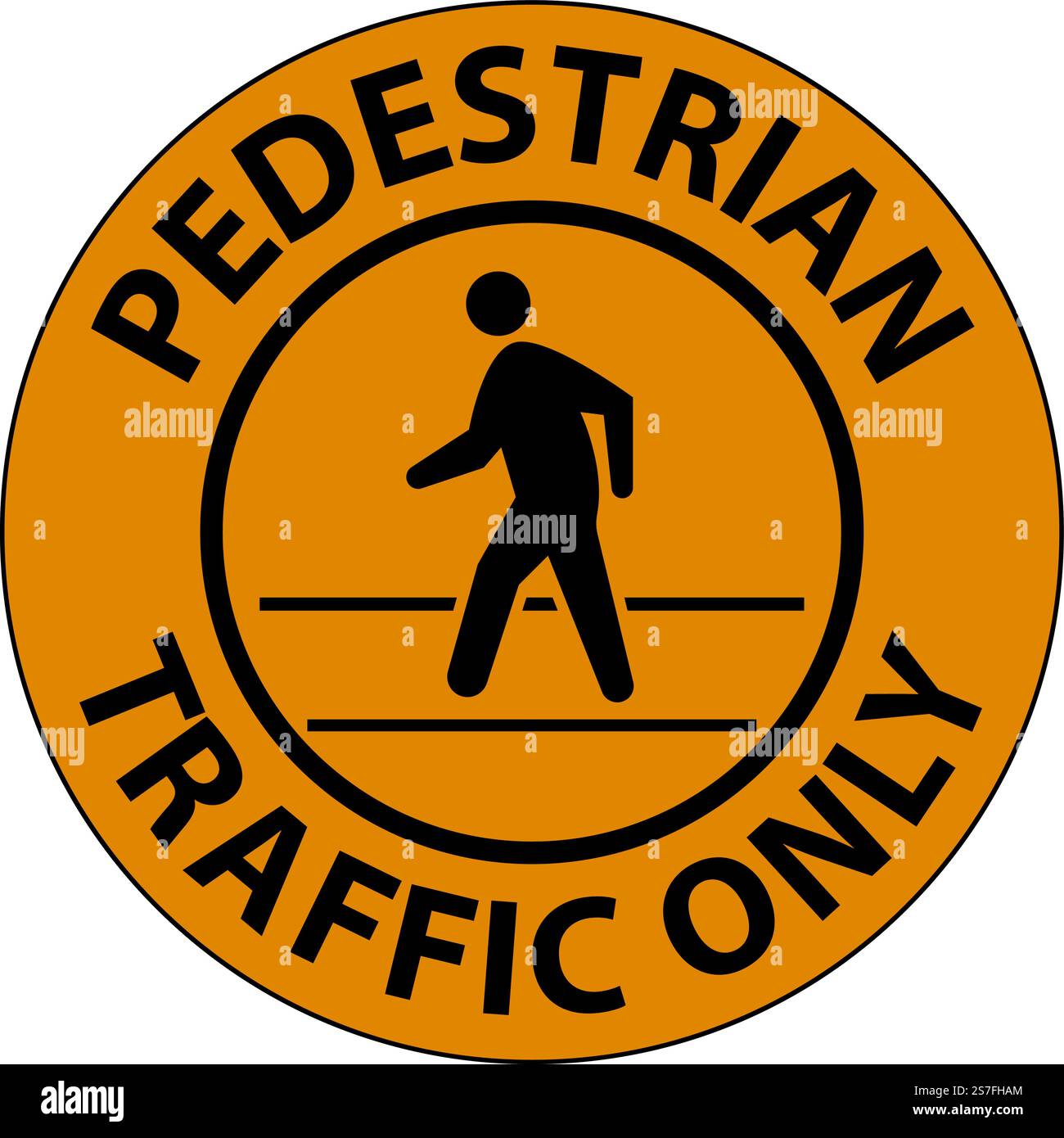 Pedestrian Traffic Only Floor Sign On White Background Stock Vector ...
