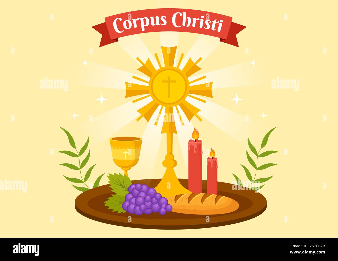 Corpus Christi Catholic Religious Holiday Vector Illustration with ...