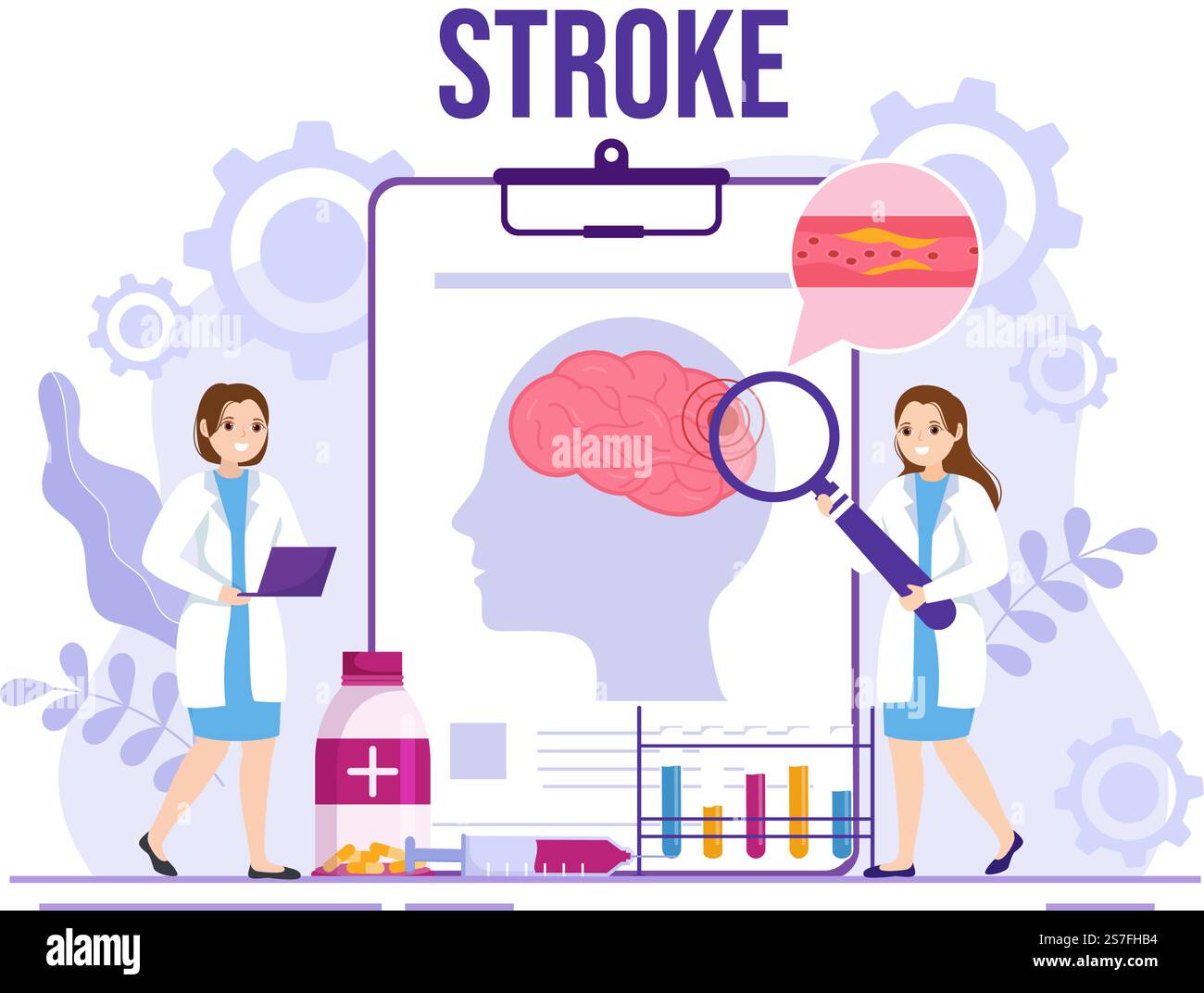 Human Brain Stroke Vector Illustration with Scientific Medical ...