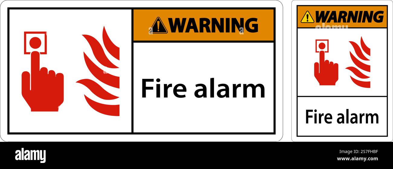 Warning Fire Alarm Sign On White Background Stock Vector Image & Art ...