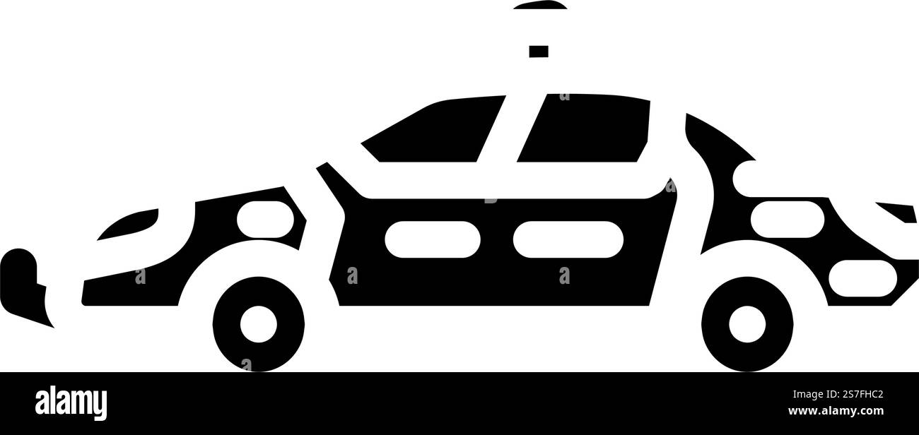 police car crime glyph icon vector. police car crime sign. isolated ...