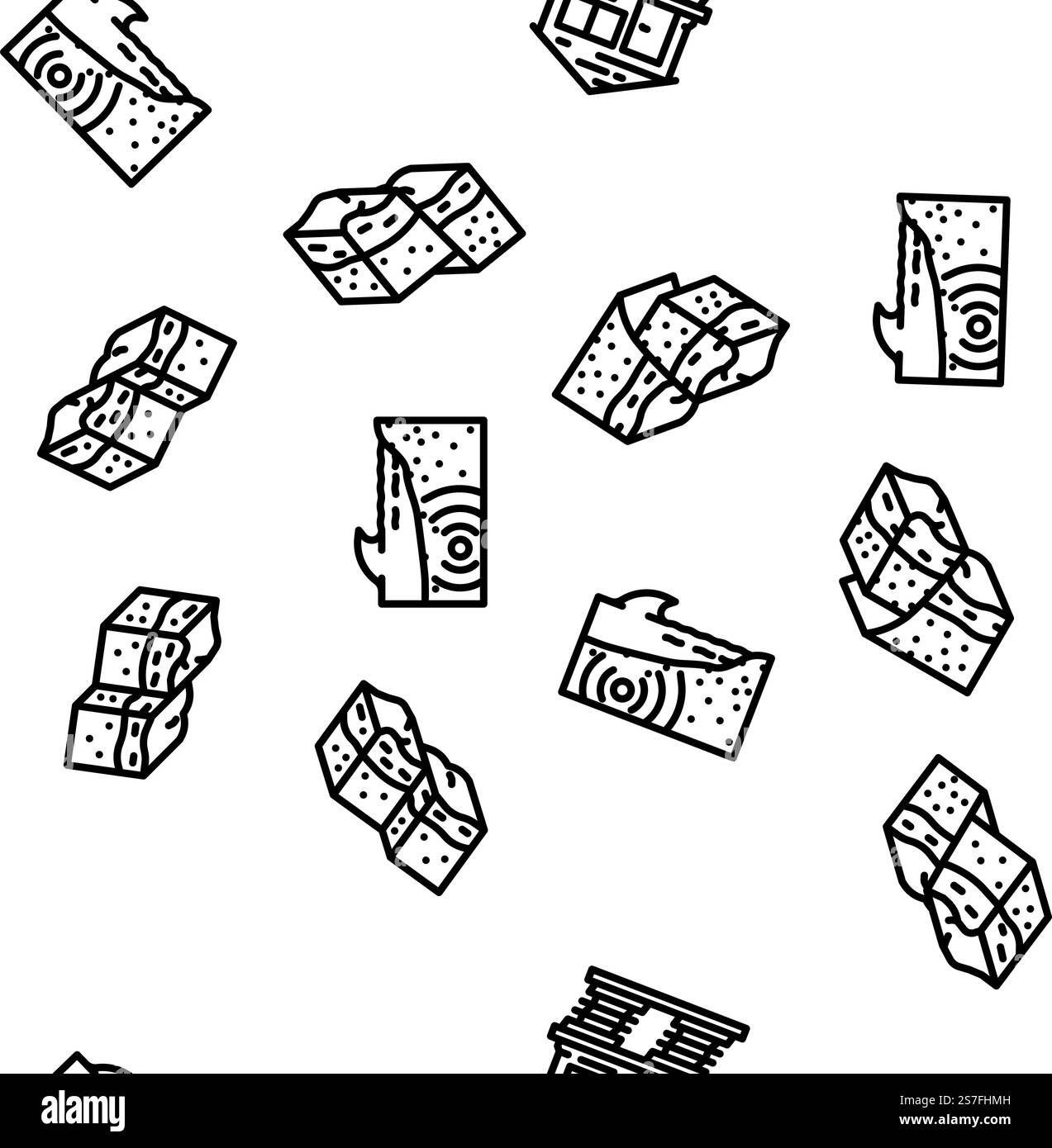 earthquake damage destruction vector seamless pattern thin line ...