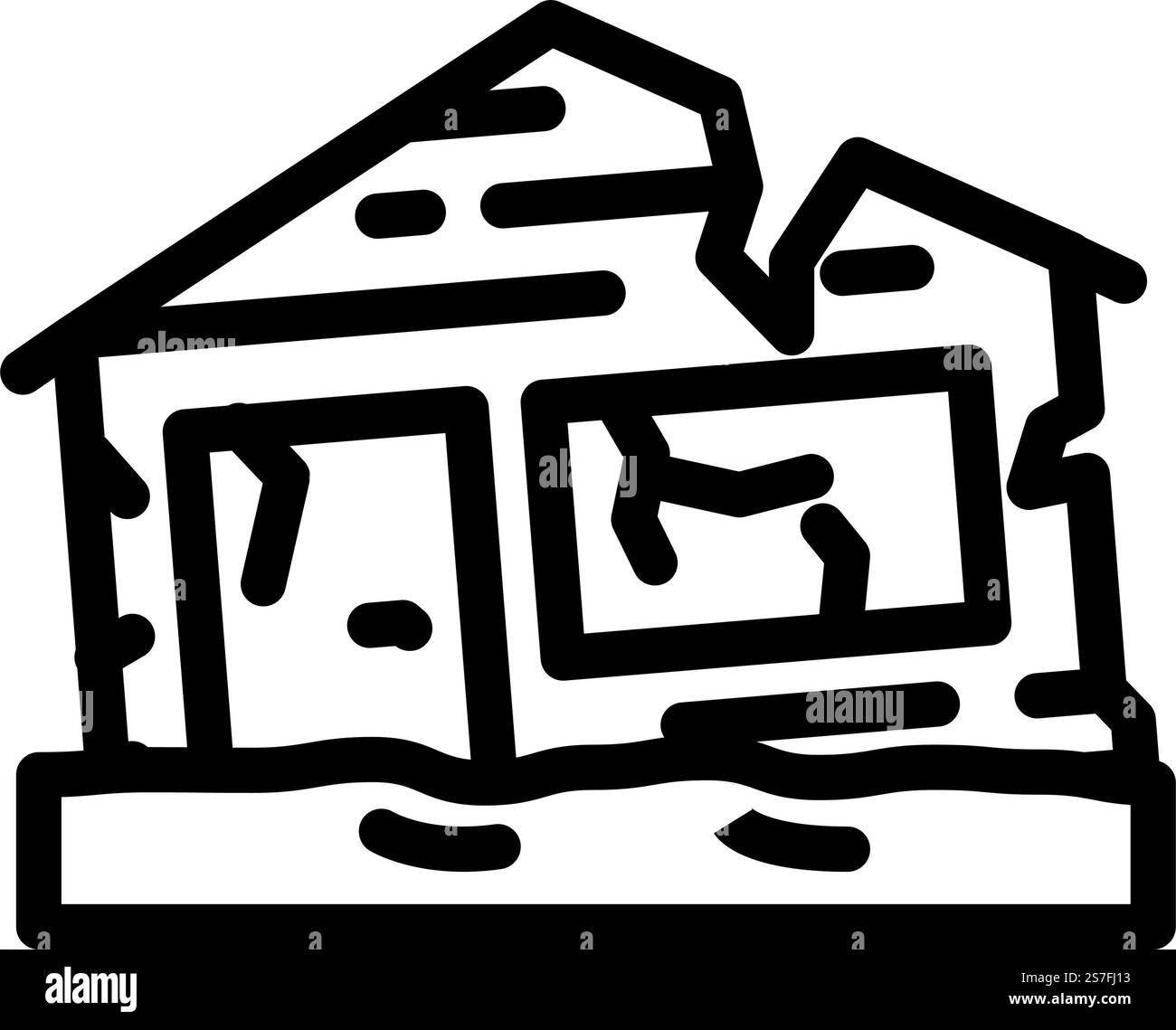 broken house disaster line icon vector. broken house disaster sign ...