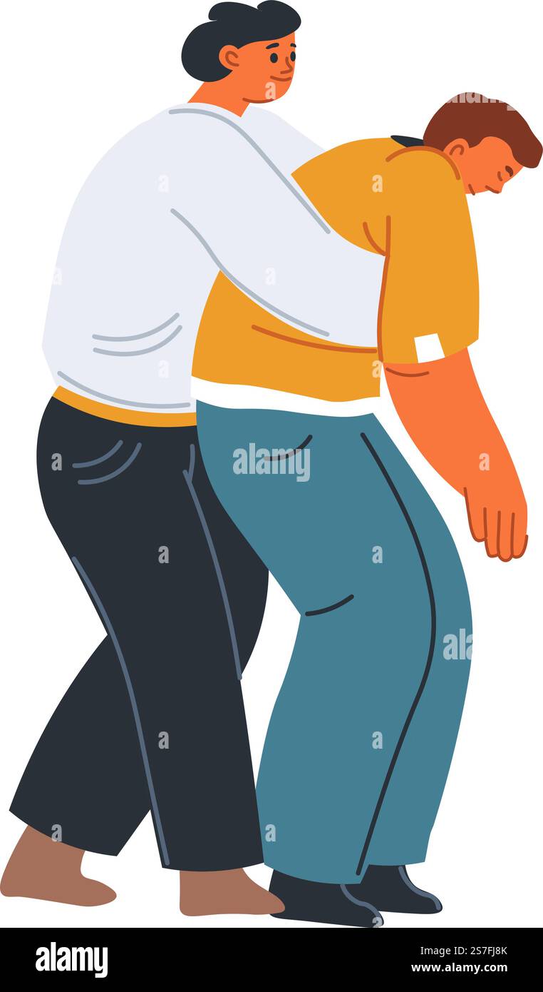 Emergency medical help and assistance of choking person. Isolated man ...