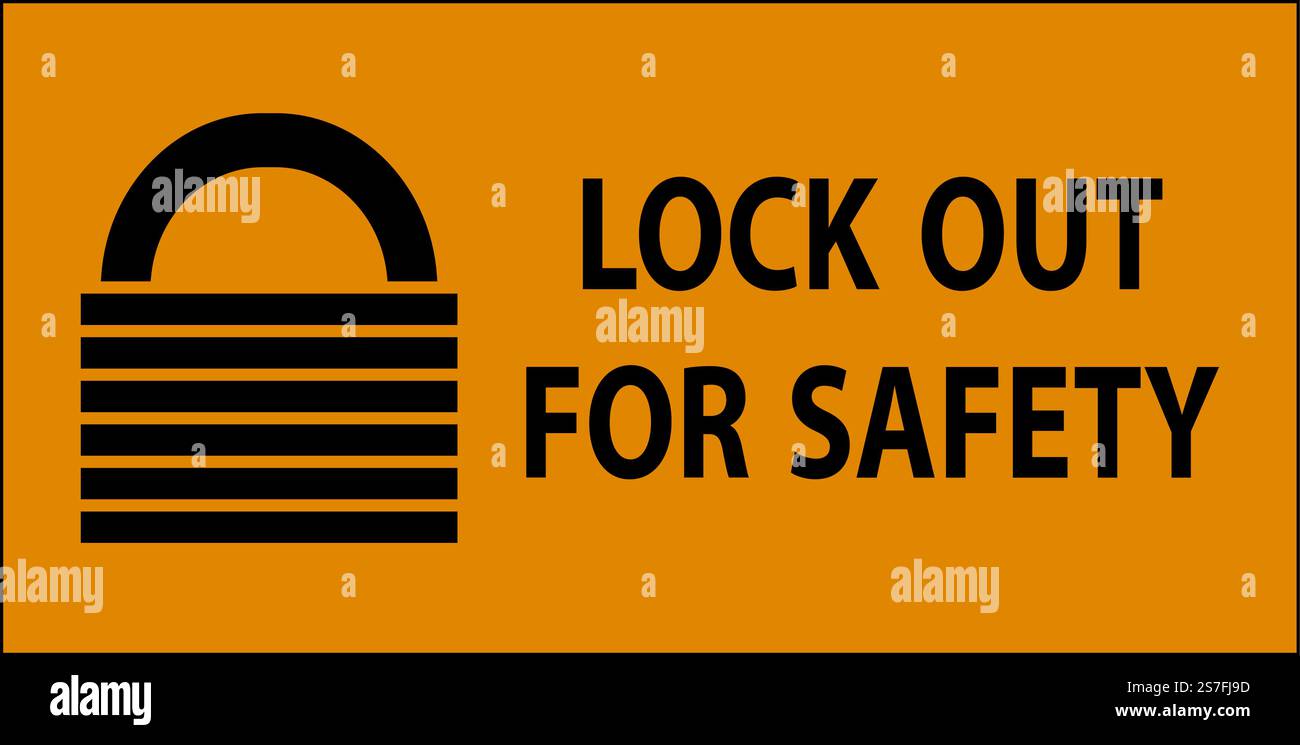 Caution Lock Out For Safety Sign On White Background Stock Vector Image ...