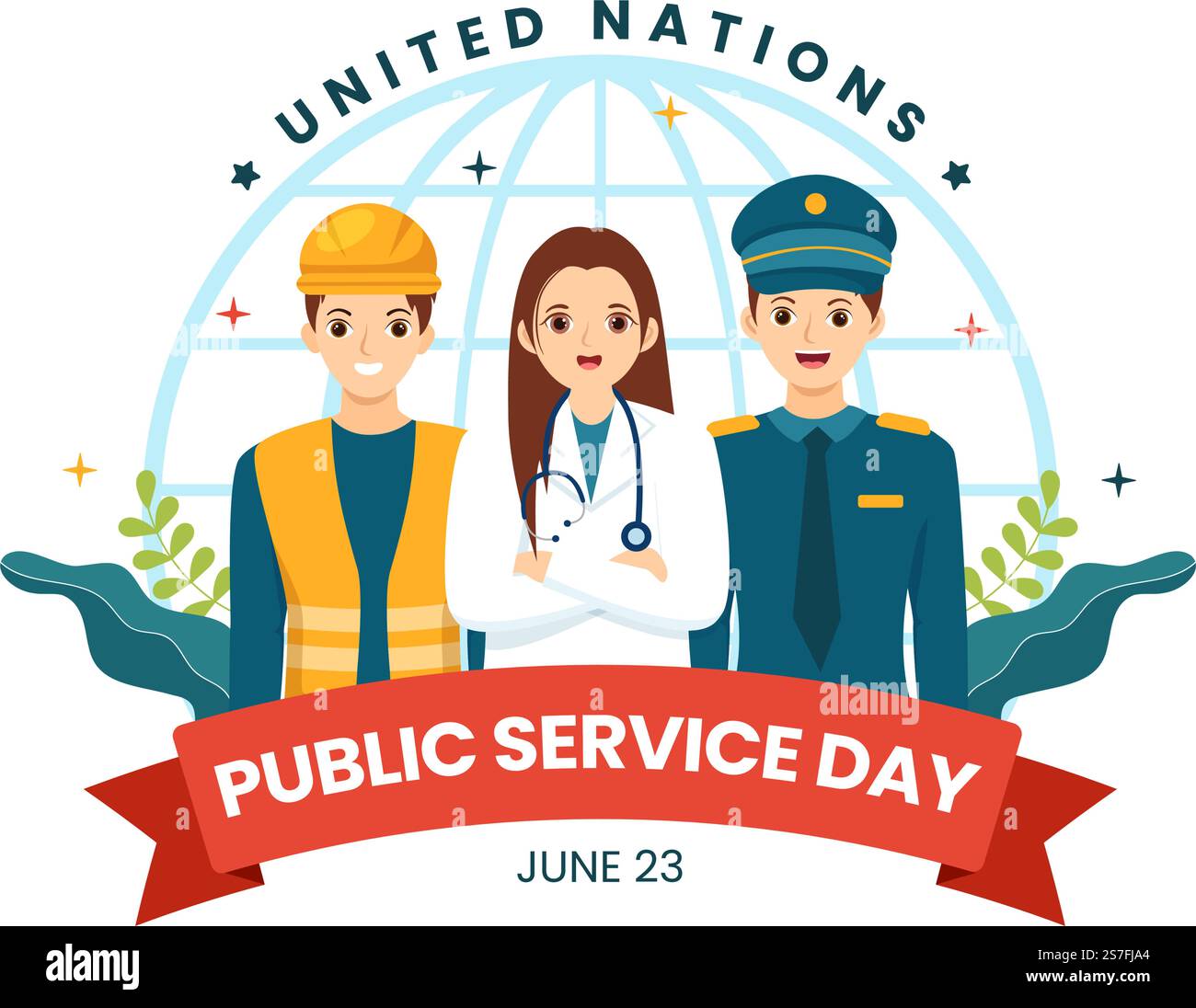 United Nations Public Service Day Vector Illustration on June 23 with ...