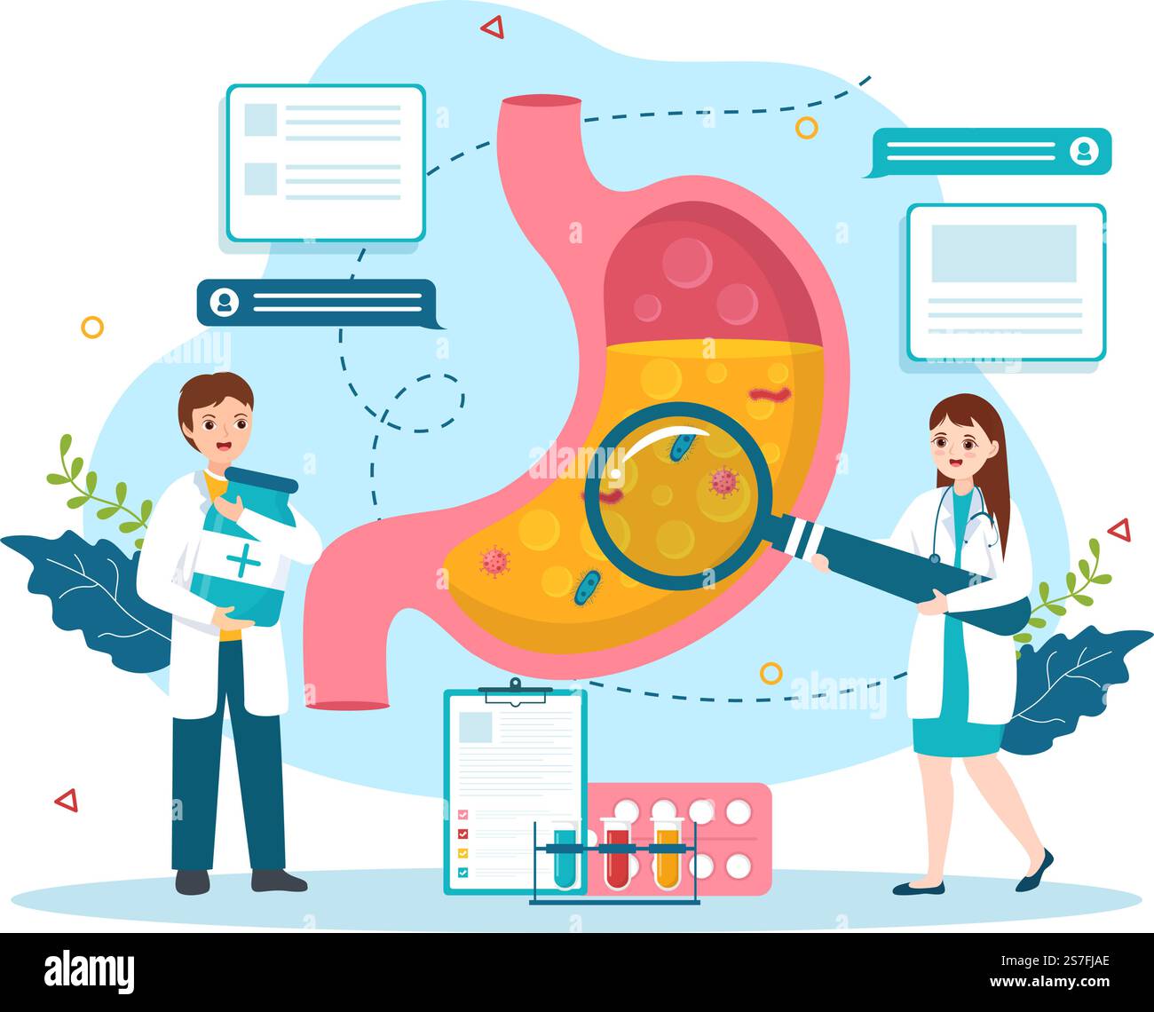 Stomach Health Gastroenterology Vector Illustration with Abdomen Pain ...