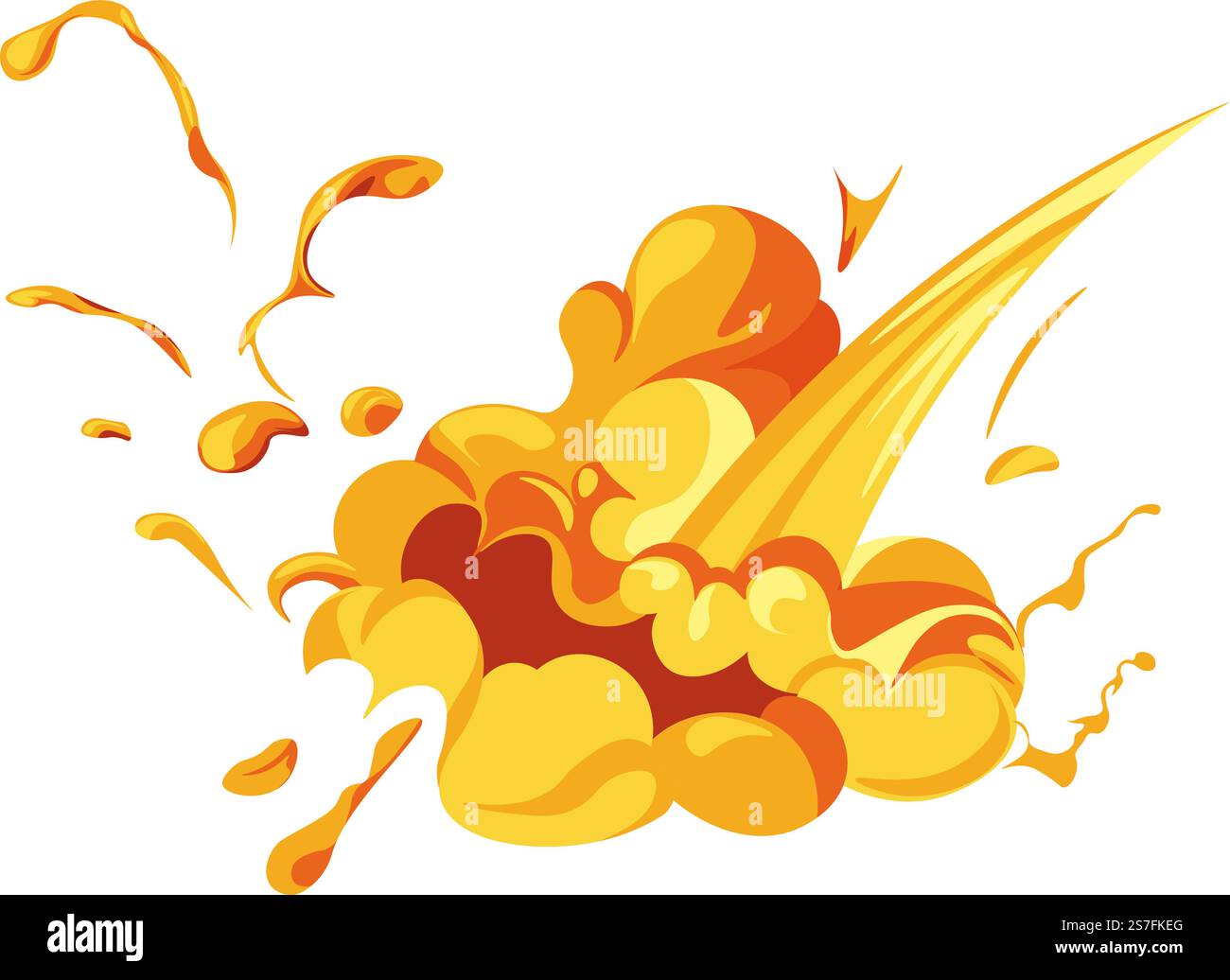 Isolated explosion effect eruption of magma with burning hi-res stock ...