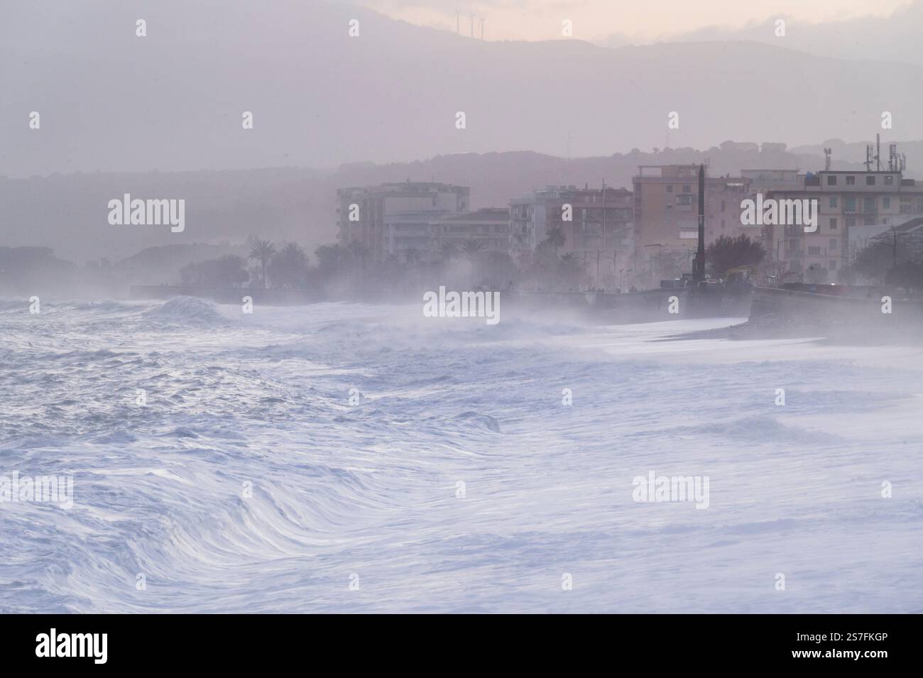 Catanzaro Lido, Italy. 18th Jan, 2025. Waves seen hitting the ...