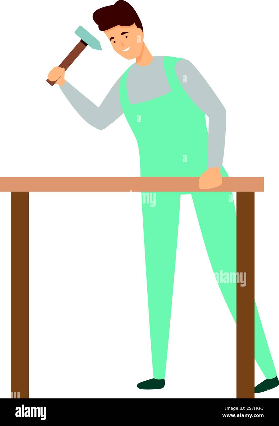 Man repair table icon cartoon vector. Work house. Service master. Man ...