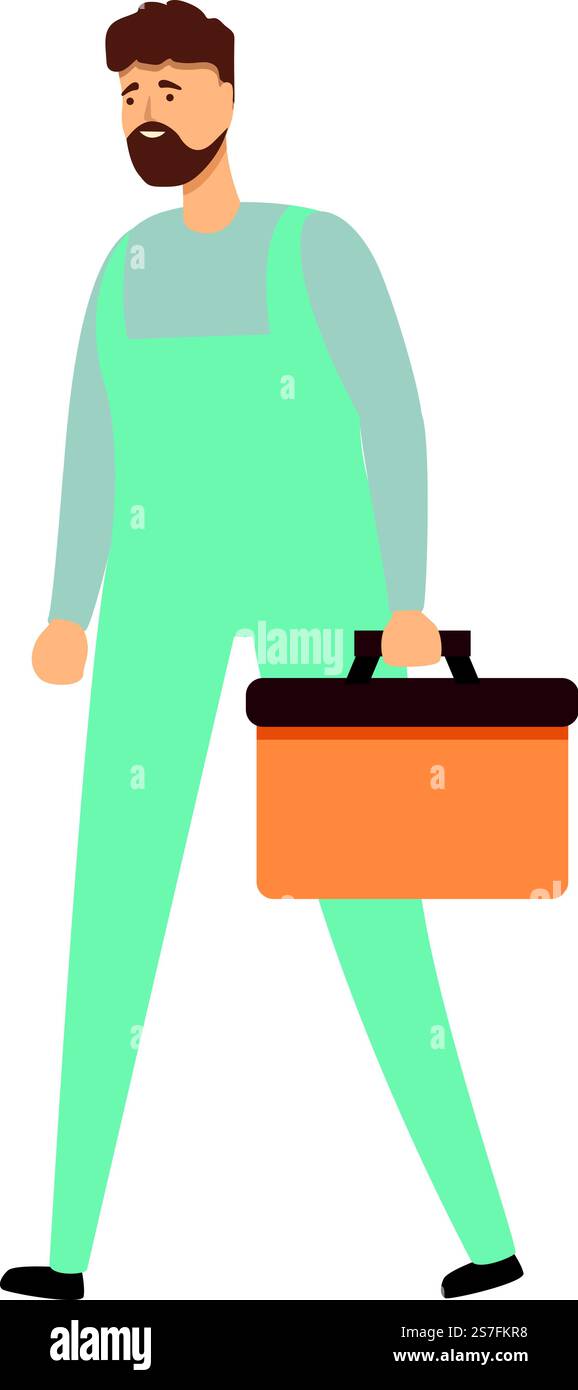 Plumber toolbox icon cartoon vector. Work house. Home person. Plumber ...