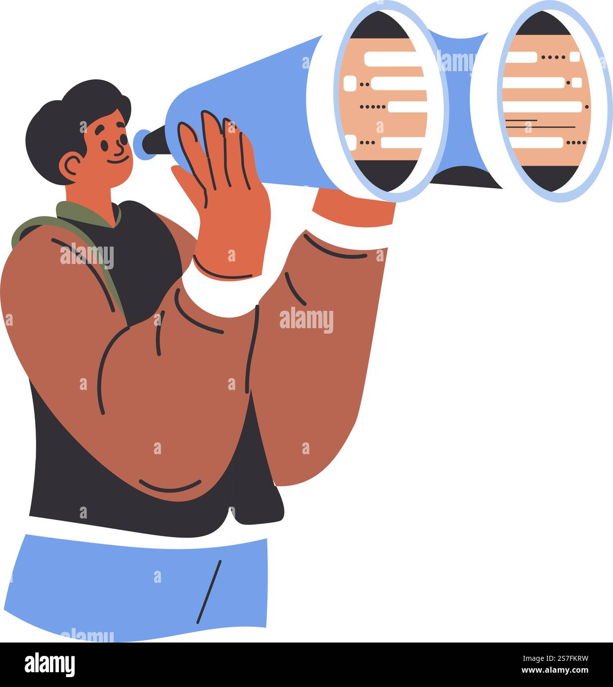 Young man looking objects in Stock Vector Images - Alamy