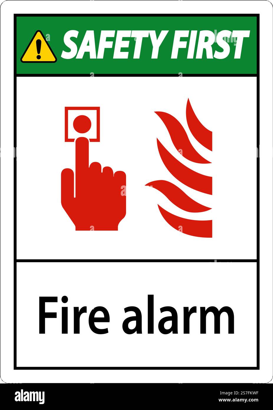 Safety First Fire Alarm Sign On White Background Stock Vector Image ...