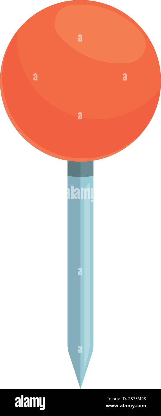 Red pushpin icon cartoon vector. Paper button. Plastic clamp. Red ...