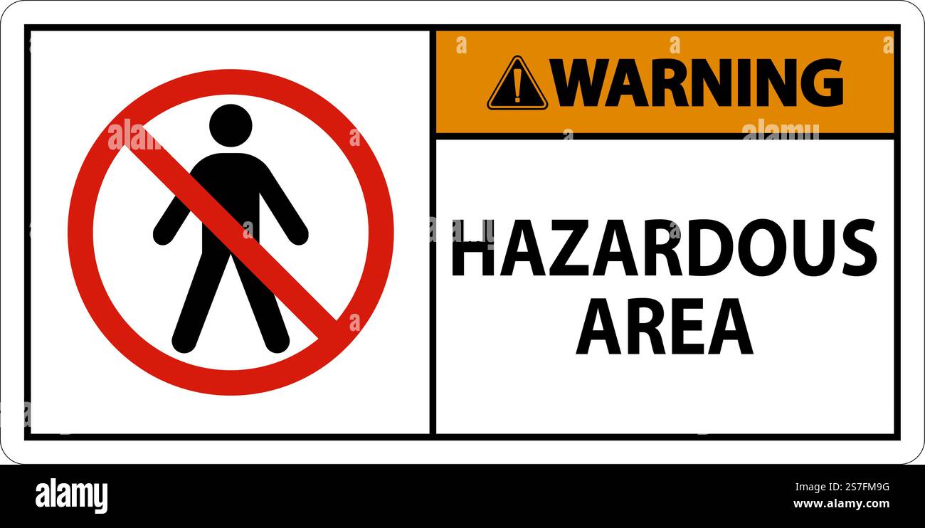 Warning Sign Hazardous Area Sign On White Background Stock Vector Image ...