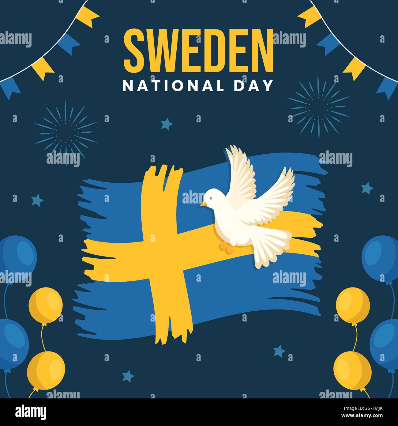Sweden National Day Social Media Background Illustration Cartoon Hand ...