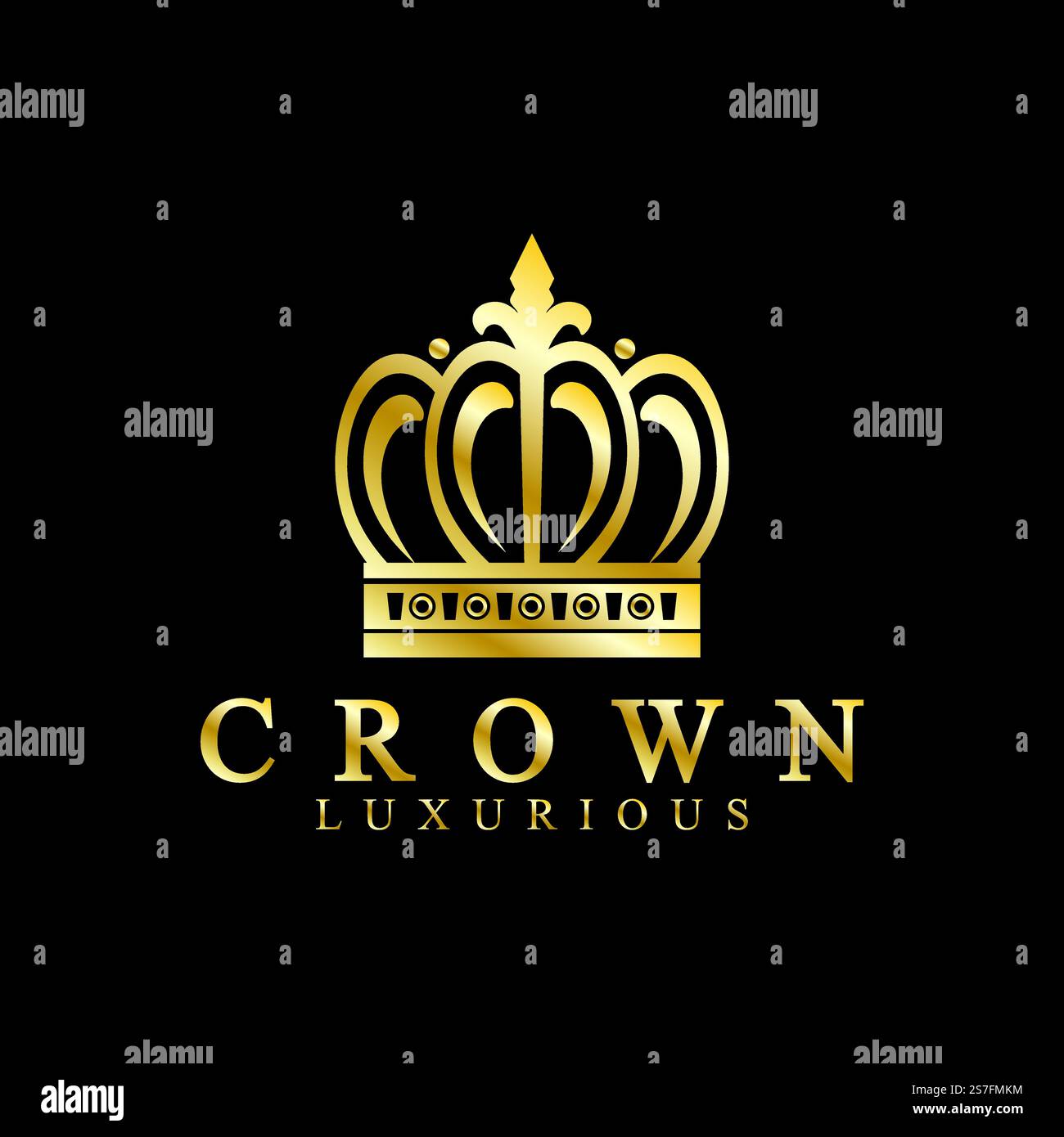 Gold crown icons. Queen king golden crowns luxury Logo Design Vector on ...