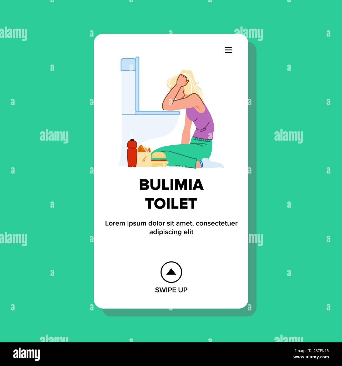 bulimia toilet vector. food illness, health sick, problem vomiting ...