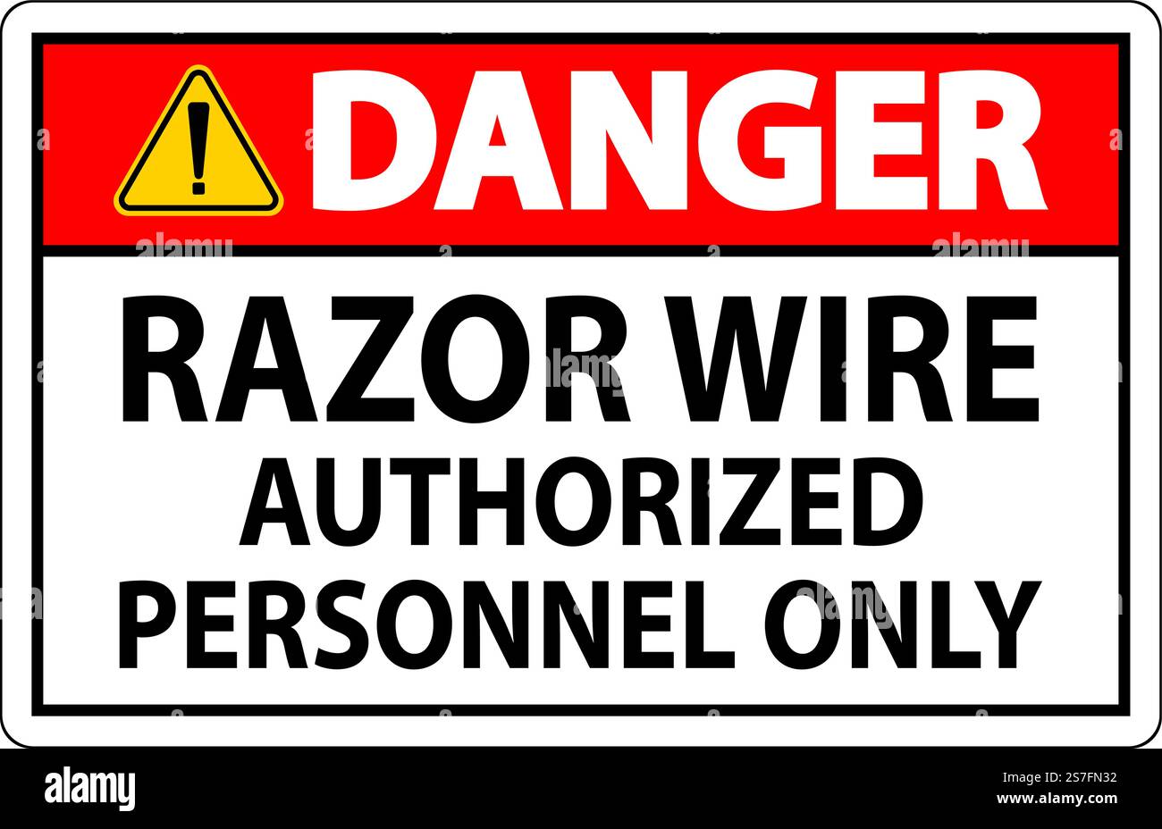 Danger Sign Razor Wire, Authorized Personnel Only Stock Vector Image ...