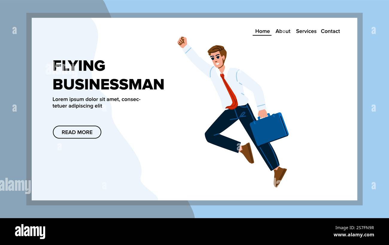 flying businessman vector. business success, man concept, idea flight ...