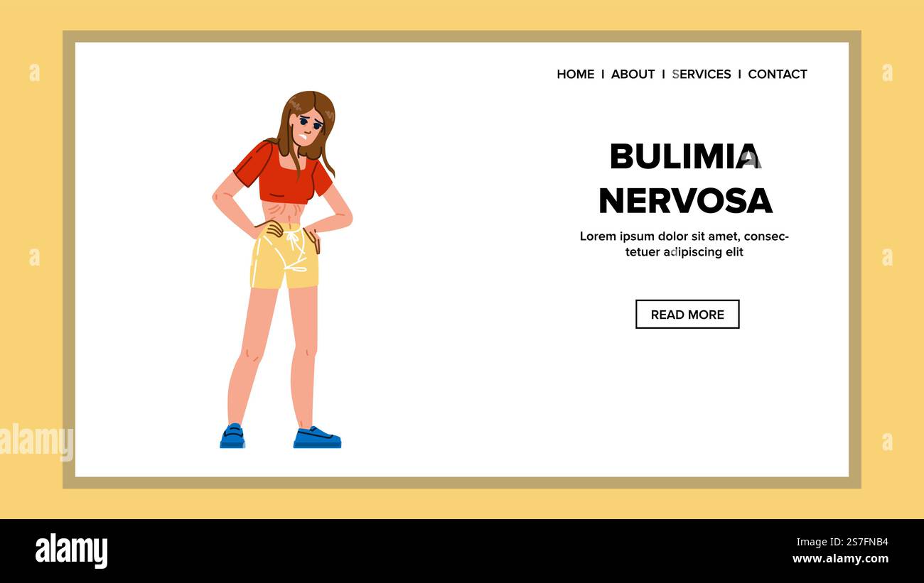 bulimia nervosa girl vector. disorder woman, anorexia illness, body ...